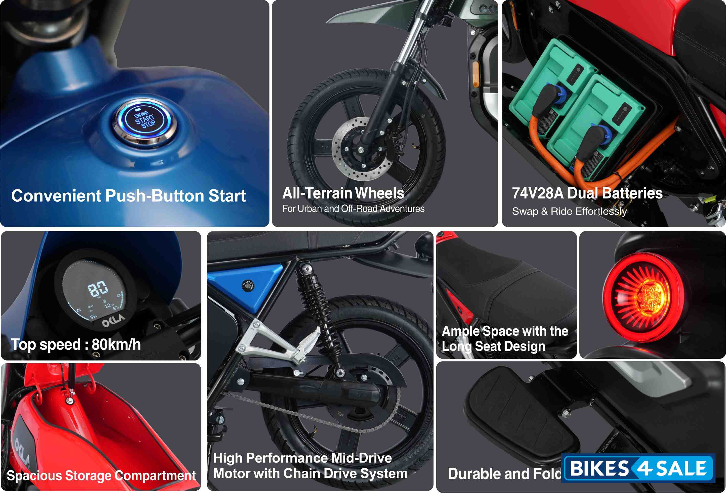 OKLA OKG Electric Motorcycle Price, Specs and Features - Bikes4Sale